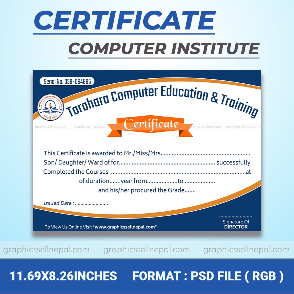 FN : 4925 Computer Training Certificate – Graphic Sell Nepal