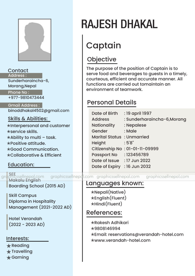 FN : 18000 CV Format – Graphic Sell Nepal