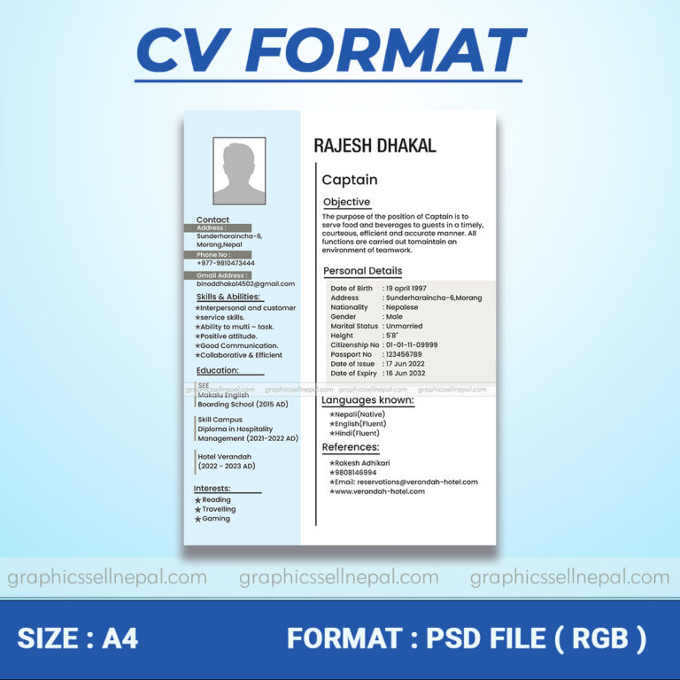 FN : 18000 CV Format – Graphic Sell Nepal