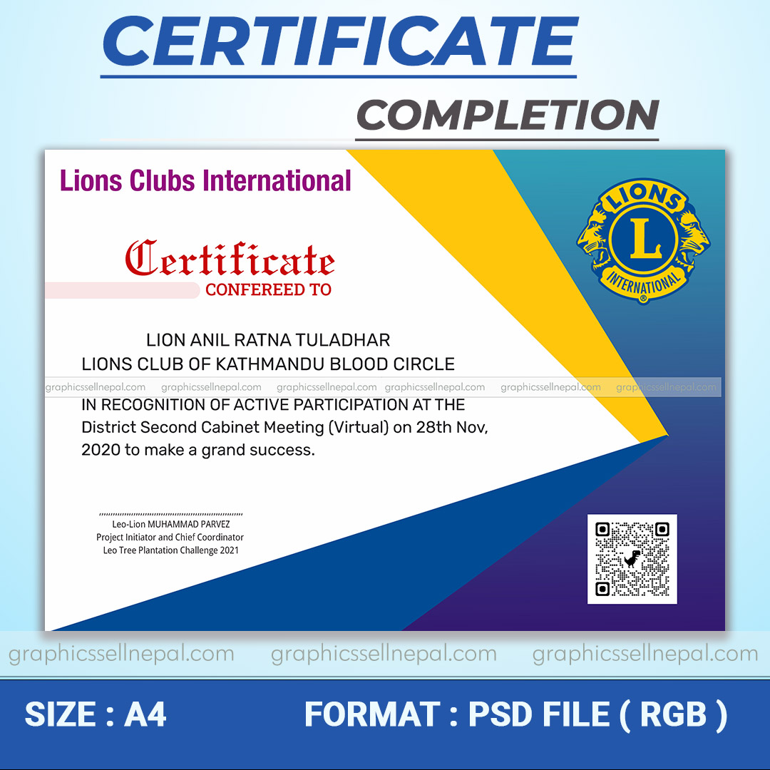 FN : 18451 Certificate Design – Graphic Sell Nepal