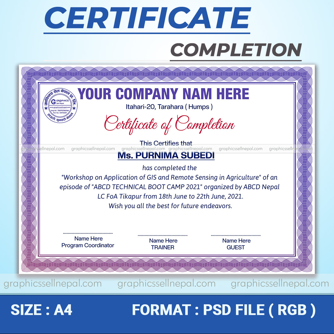 FN : 18435 Certificate Design (7.0) – Graphic Sell Nepal