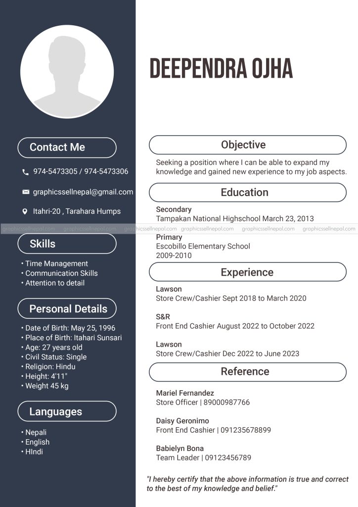 FN : 18213 One Page CV Nepali Style – Graphic Sell Nepal
