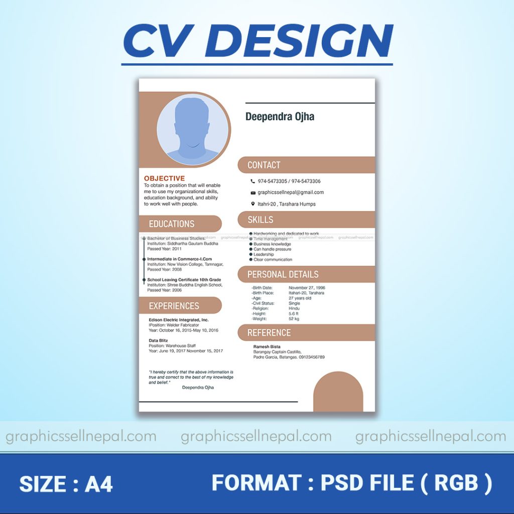 FN : 18215 Modern Nepali CV Format – Graphic Sell Nepal