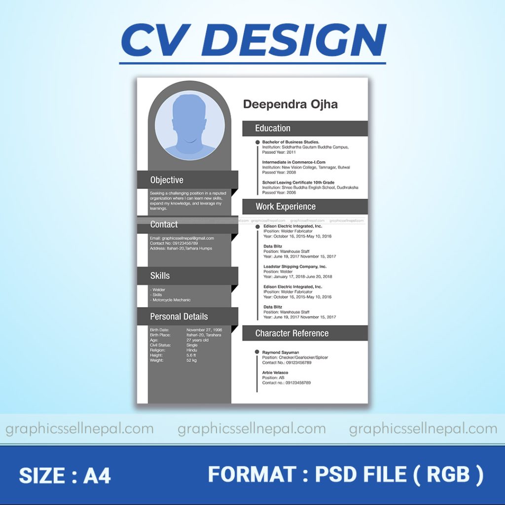 FN : 18214 Simple Professional CV – Graphic Sell Nepal